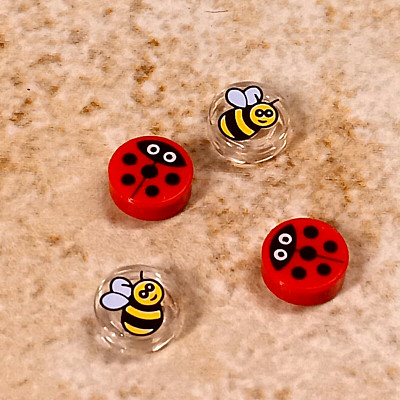 LEGO Bug Insect Tiles Printed Ladybugs Bees 2 Each Printed 1x1 Rounds ...