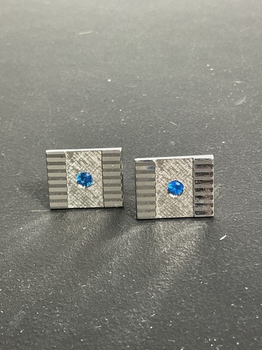 Vintage Swank Silver Cufflinks With Blue Gemstone Accent | eBay