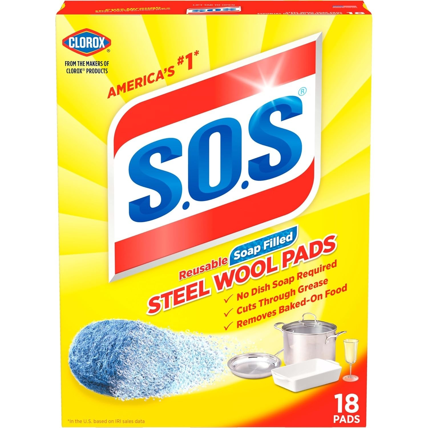 SOS Steel wool Scouring soap pad 18 -Pack | eBay