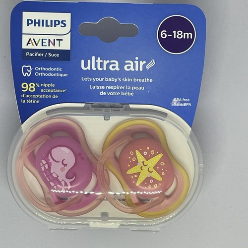 Philips Avent Ultra Air 2 ~ 2-Pack Orthodontic Pacifiers W/ Carrying ...