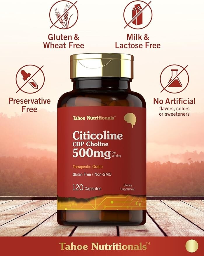 Citicoline 500mg | 120 Capsules | CDP Choline Supplement | by Tahoe ...