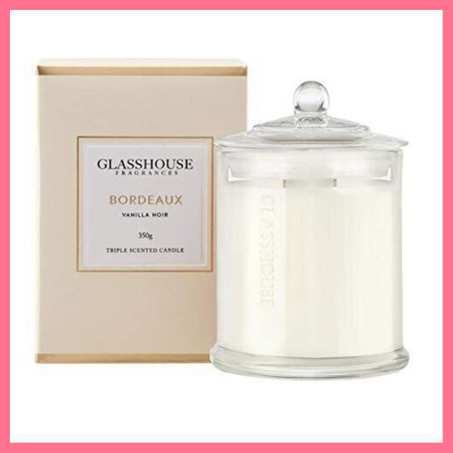 Triple Scented Candle Bordeaux Vanilla Noir Glasshouse Fragrance 350g ...
