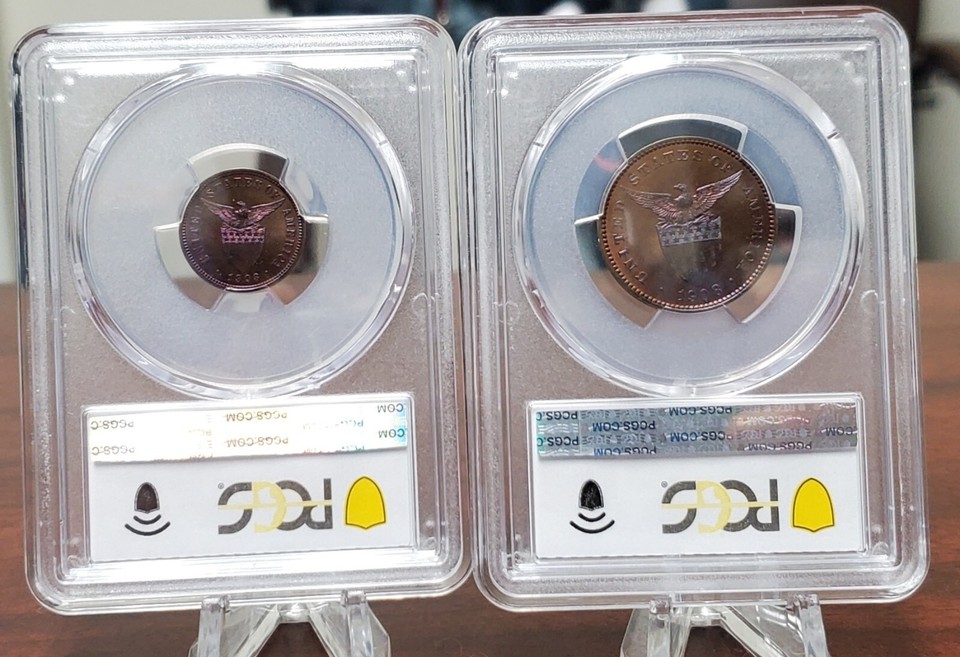 RARE 1908 USA Philippines 7 Coin Proof Set PCGS CERTIFIED & Rainbow ...