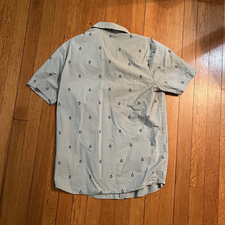 Volcom Shirt Mens S Blue Green Modern Fit Button Up Short Sleeve Logo ...