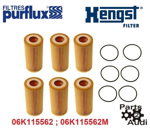 OE Oil Filter Kit 6 pcs Filters Set For Audi VW 06K115562 HENGST ...