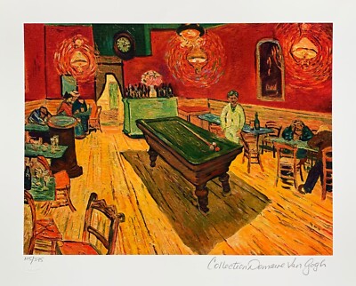 Vincent Van Gogh THE NIGHT CAFE BILLIARD REC ROOM Estate Signed Giclee ...