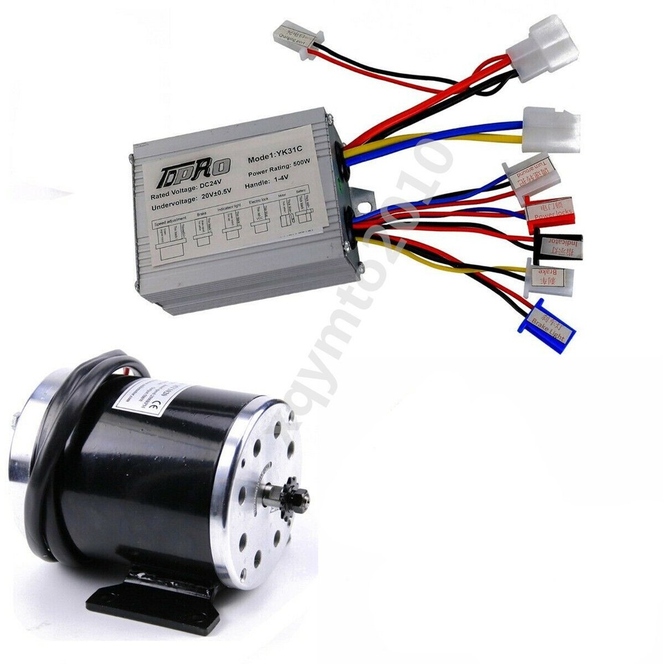 24V 500W Brush Electric Motor Kit Controller for E-bike Razor E300 ATV ...