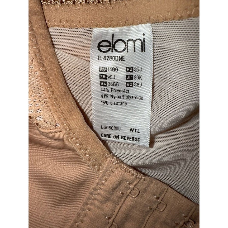 Elomi Women's Plunge Bra 36GG Caramel Lace Underwire Supportive ...