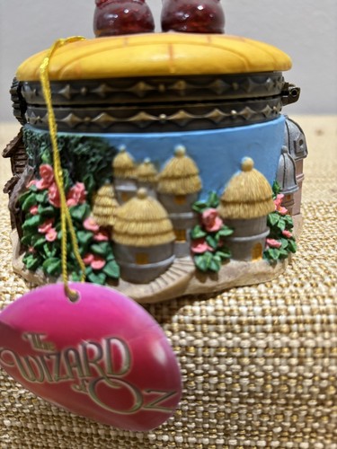B-I-N Wizard Of Oz Ruby Slippers Trinket Box Atop Munchkinland Westland ...