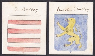 Jacques-René de Brisay Fouache d' Halloy France Coat of Arms Watercolor ...