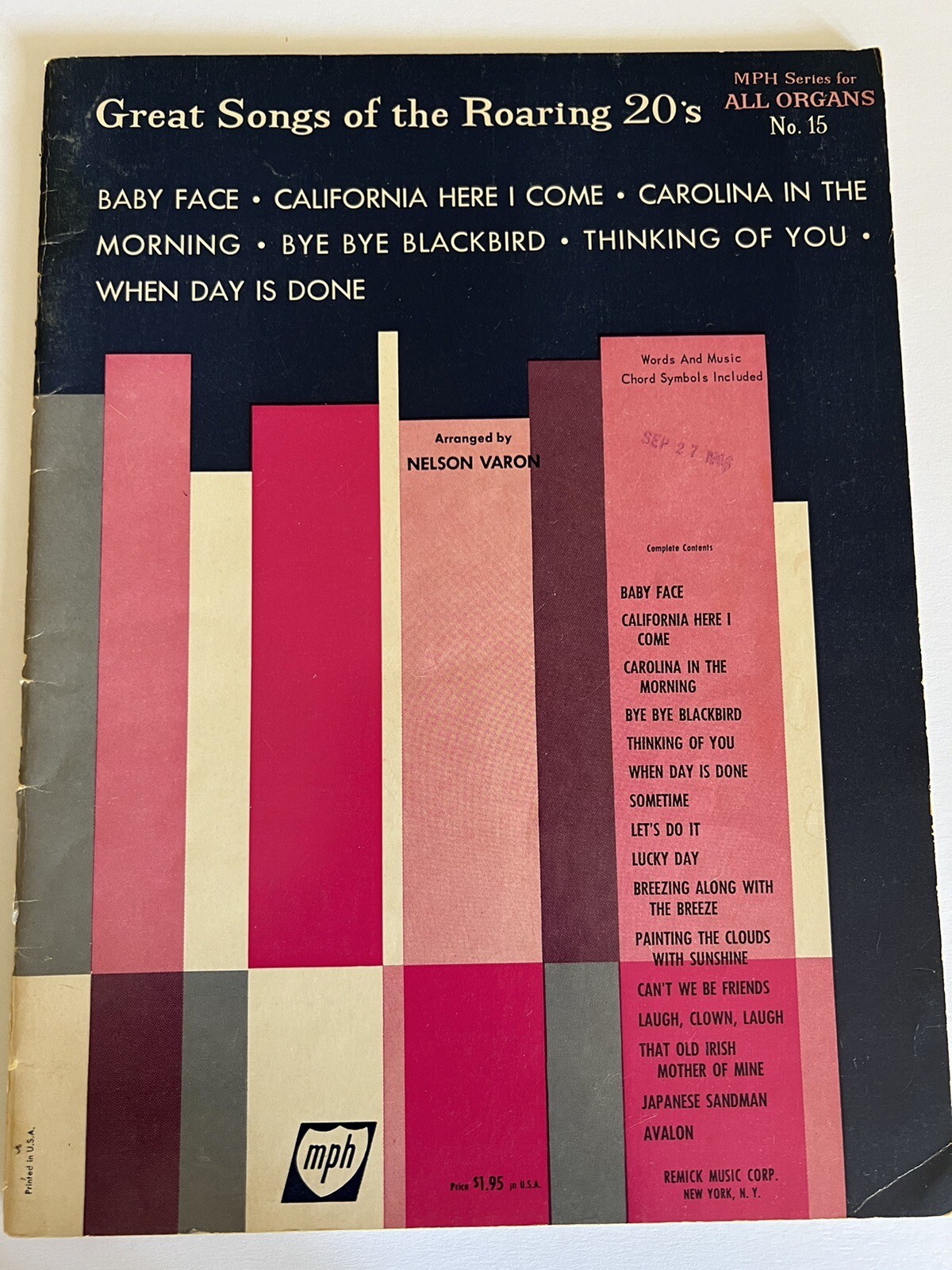 Great Songs Of the Roaring 20s MPH All Organ Series No. 15 Sheet Music ...