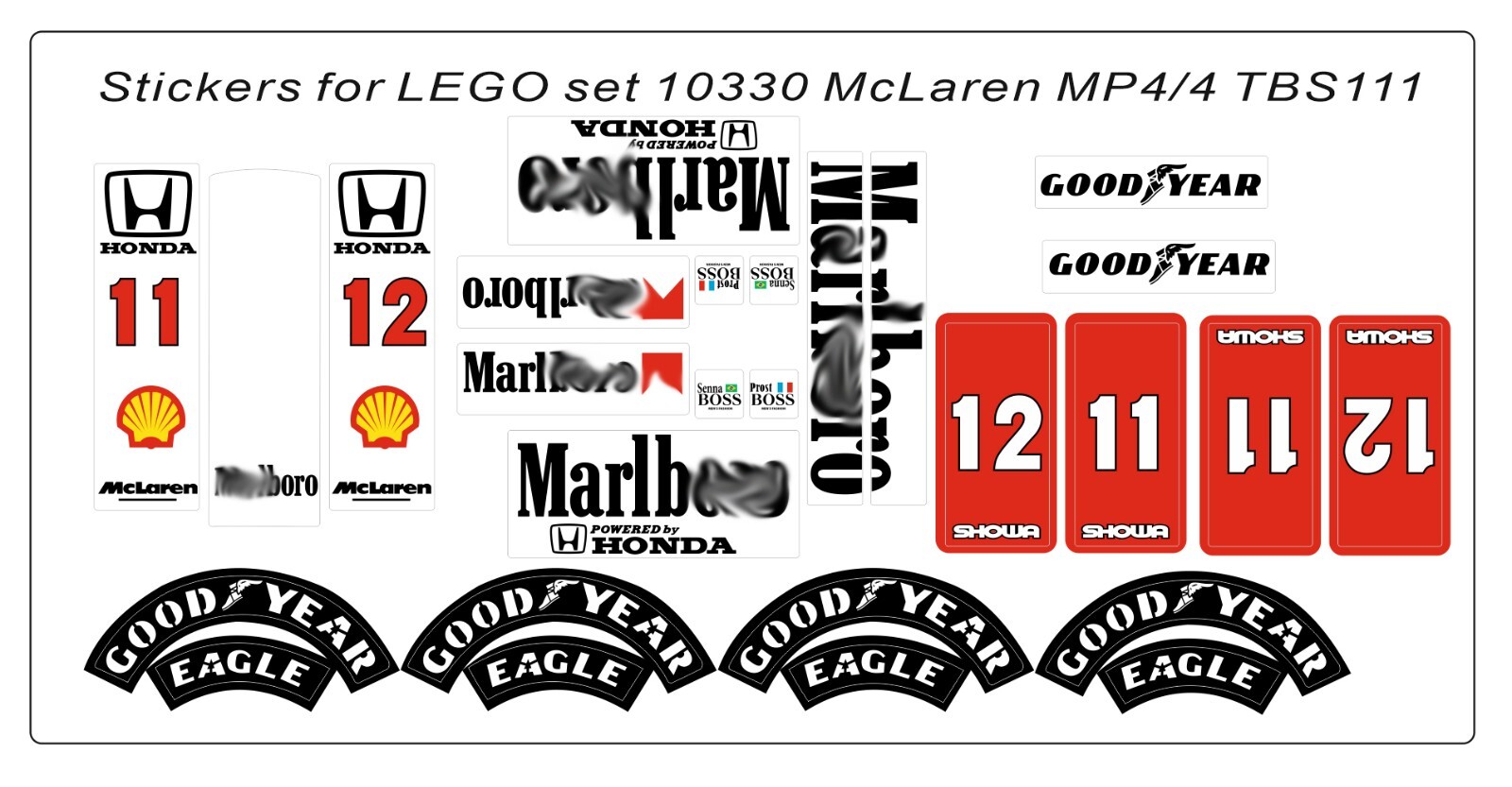 Stickers for LEGO Set 10330 Mclaren MP4/4 TBS111 | eBay