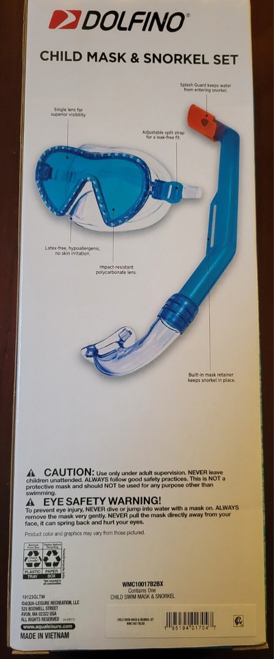 Dolfino Child Mask and Snorkel 2-Piece Set Children 3+ Blue/Red NEW IN ...