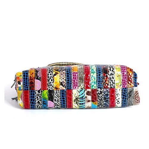 Women’s Multicolor Boston Bag Genuine Leather Colorful Large Tote ...