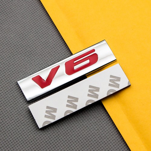 2x Chrome Red Metal V6 Engine Badge Sticker Fender Trunk 4wd Sport ...