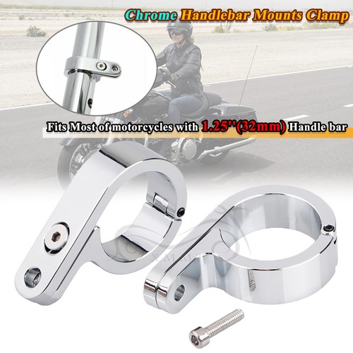 Universal Handlebar Mounts Clamp Clock 32mm 1 1/4" For Harley Dyna FXD ...