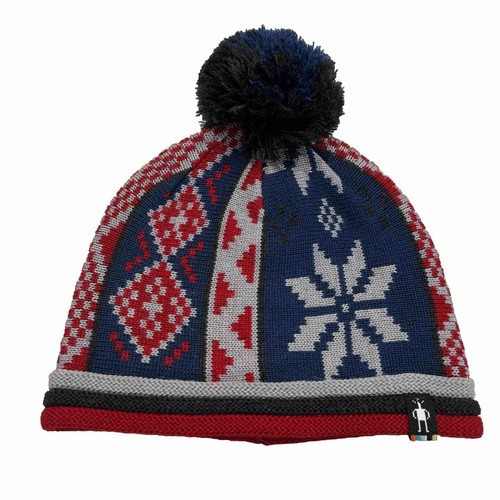 SmartWool Children Smowflake Beanie Hat Pom Pom Blue White Red Merino ...