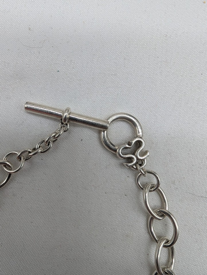 SLANE & SLANE Sterling Silver Classic Oval Link Bracelet Toggle Clasp 7 ...