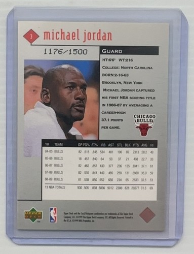 1999-00 Upper Deck Black Diamond Michael Jordan Triple Diamond #1176/ ...