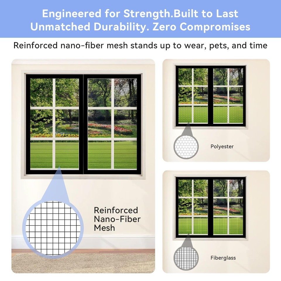 Premium Self-Adhesive Window Screen, High-Tensile Tear-Resistant Mesh ...
