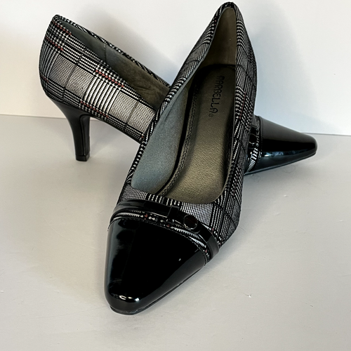 Arabella Women's Size 8 Plaid Pumps Black, Silver and Red | eBay