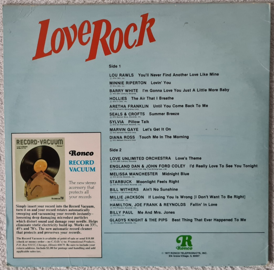 VARIOUS ARTISTS - LOVE ROCK - COMPILATION VINYL LP RECORD - 1980 - P ...