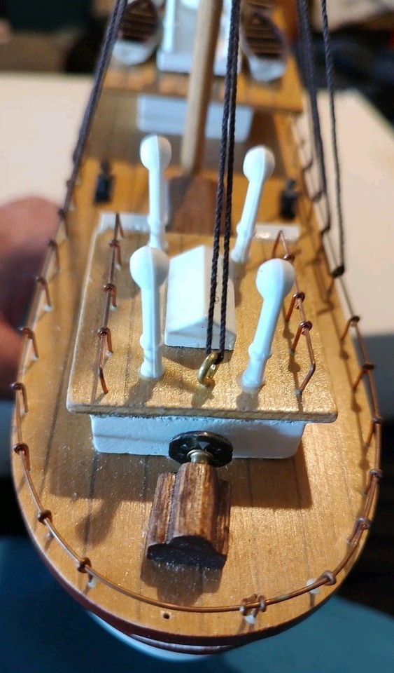 Vintage 20" Tramp Steamer Handcrafted Wooden Ship Model in Excellent ...