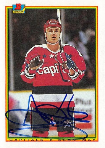 Alan May autographed Hockey Card (Washington Capitals, 67) 1990 Bowman ...