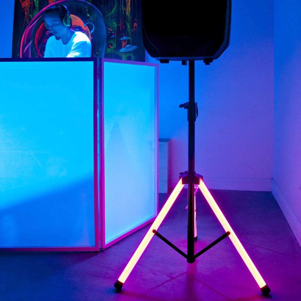 2x ADJ Color Stand LED Speaker Stand Tripod Light Up Disco DJ inc ...