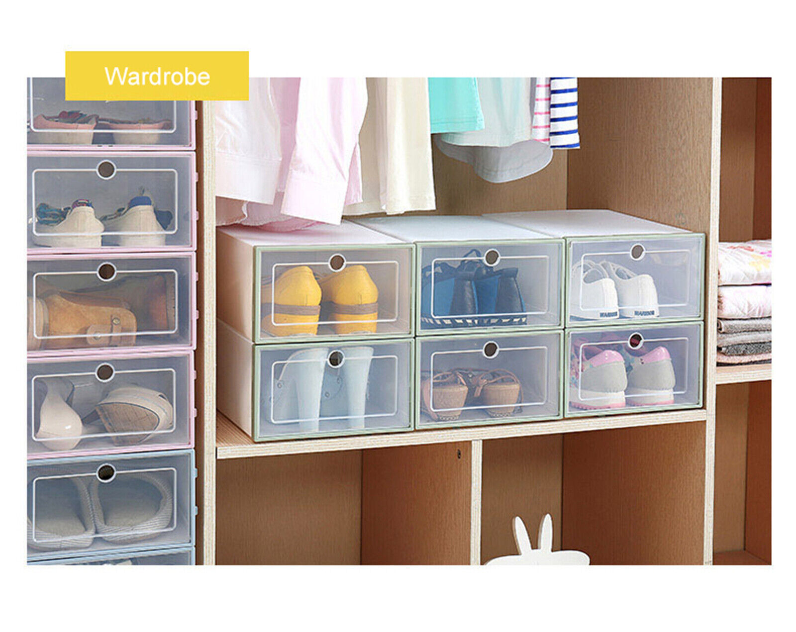 Shoe Organizer Drawer Plastic Storage Rectangle Thicken Shoes Boxes ...