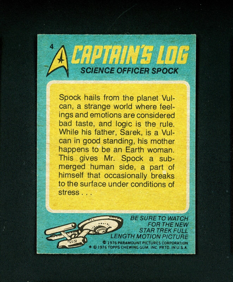 Science Officer Spock - 1976 Topps Star Trek #4 NM-MT | eBay