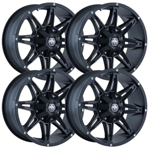 (Set-4) Mayhem Rampage 17x9 5x114.3/5x127 18mm Matte Black Wheels Rims ...