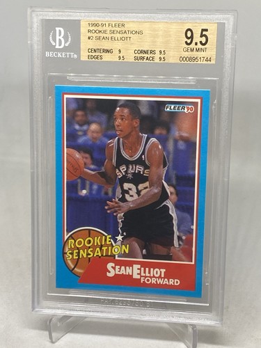 1990-91 Fleer Rookie Sensations #2 Sean Elliott RC SPURS BGS 9.5 POP 6 ...
