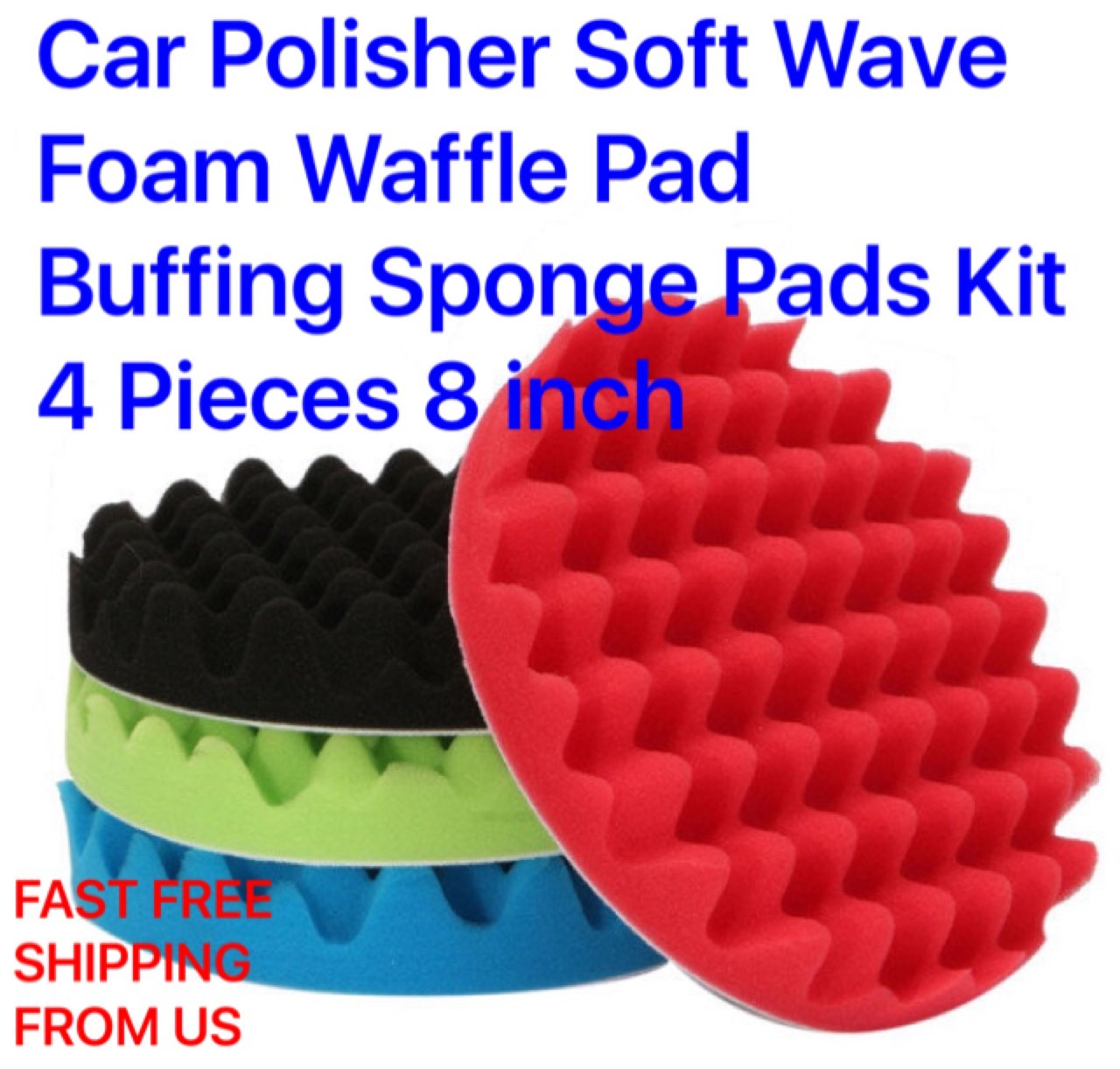 Car Polisher Soft Wave Foam Waffle Pad Buffing Sponge Pads Kit 4 Pieces ...