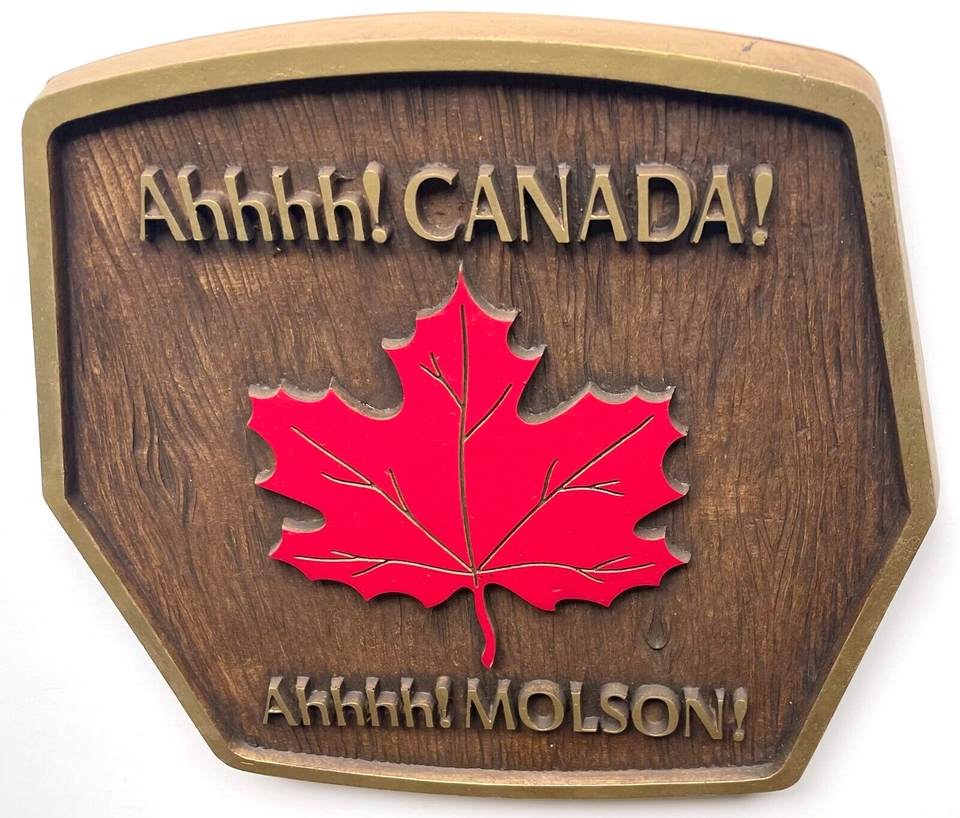 AHHHH! CANADA! AHHH! MOLSON! VINTAGE BEER RED MAPLE LEAF FAUX WOOD 14 ...