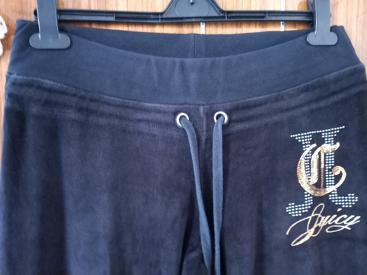 Vintage Juicy Couture Velour Tracksuit Bottoms Black Logo Vintage Juicy Couture Velour Tracksuit Bottoms Black Logo