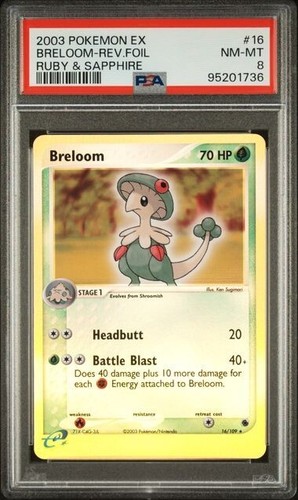 2003 Pokemon Breloom Reverse Holo #16 EX Ruby Sapphire PSA 8 NM-M | eBay