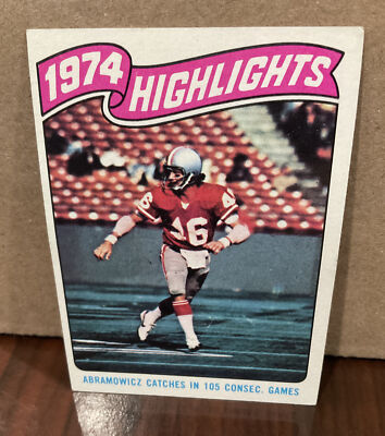 DAN ABRAMOWICZ 1975 TOPPS FOOTBALL 1974 HIGHLIGHTS #452 - SAN FRANCISCO ...