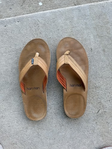 Hari Mari Men's Leather Thick Cushion Flip Flops Size 11 Used Lightly ...