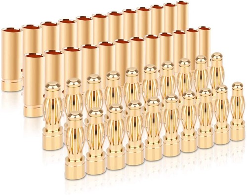 40Pieces 4.0mm Banana Bullet Connector Plug Male Female for RC Battery ...