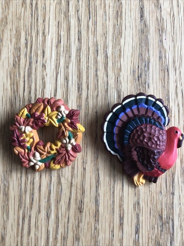 Vtg Hallmark Fall Wreath & Turkey Lapel Pins | eBay
