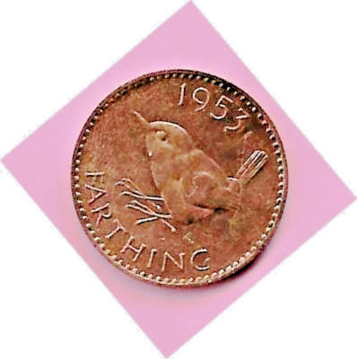 GREAT BRITAIN - 1953 QUEEN ELIZABETH II ONE FARTHING (BIRD). NICE COIN ...