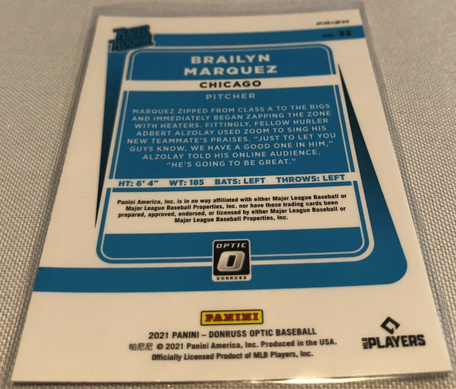 2021 Panini Donruss Optic - Rated Rookie Brailyn Marquez #32 Holo Prizm ...