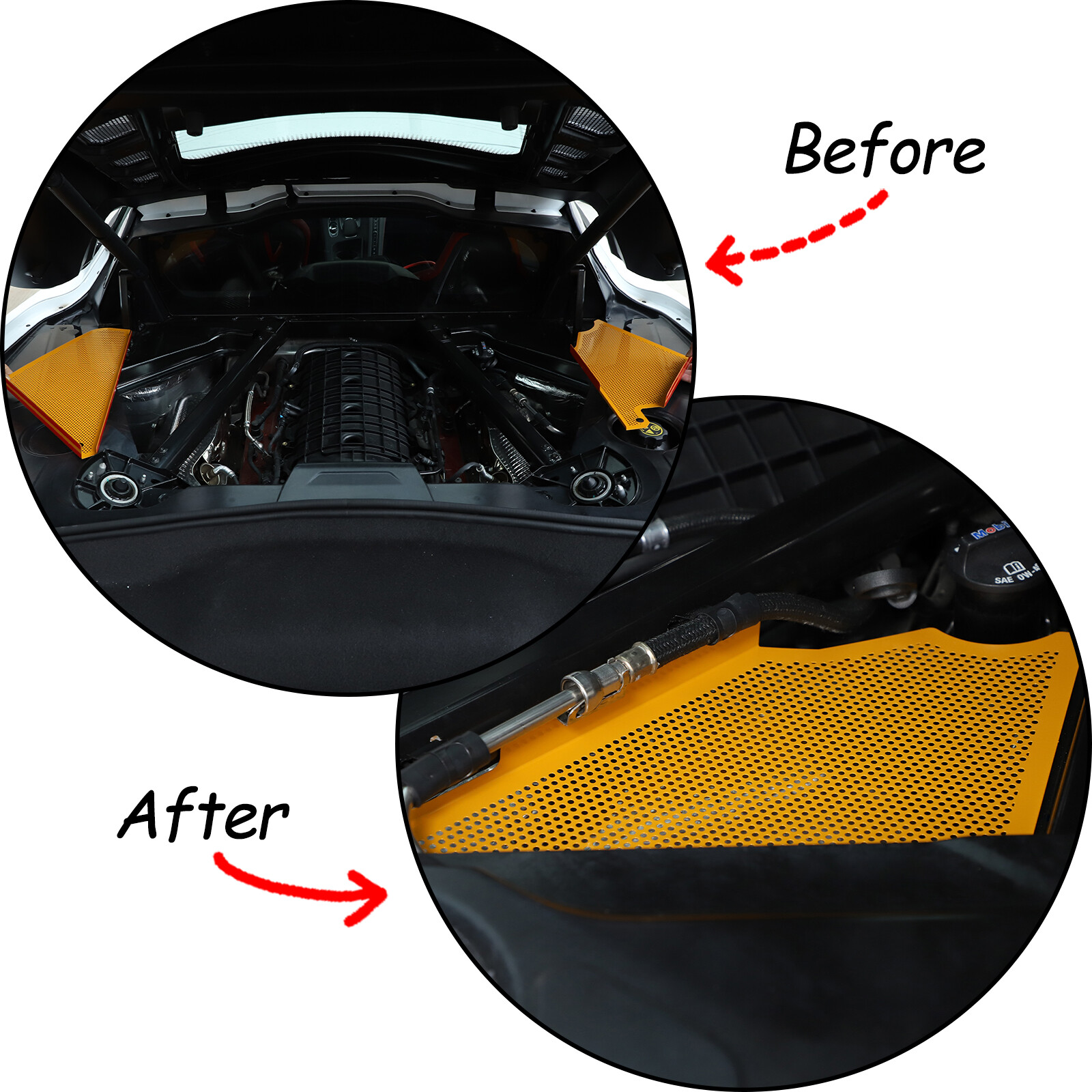 S.Steel Yellow Engine Bay Engine Side Panel Cover For Corvette C8 Coupe ...