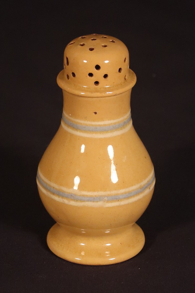VERY RARE 1800s WHITE and BLUE BAND PEPPER POT YELLOW WARE MINT | eBay