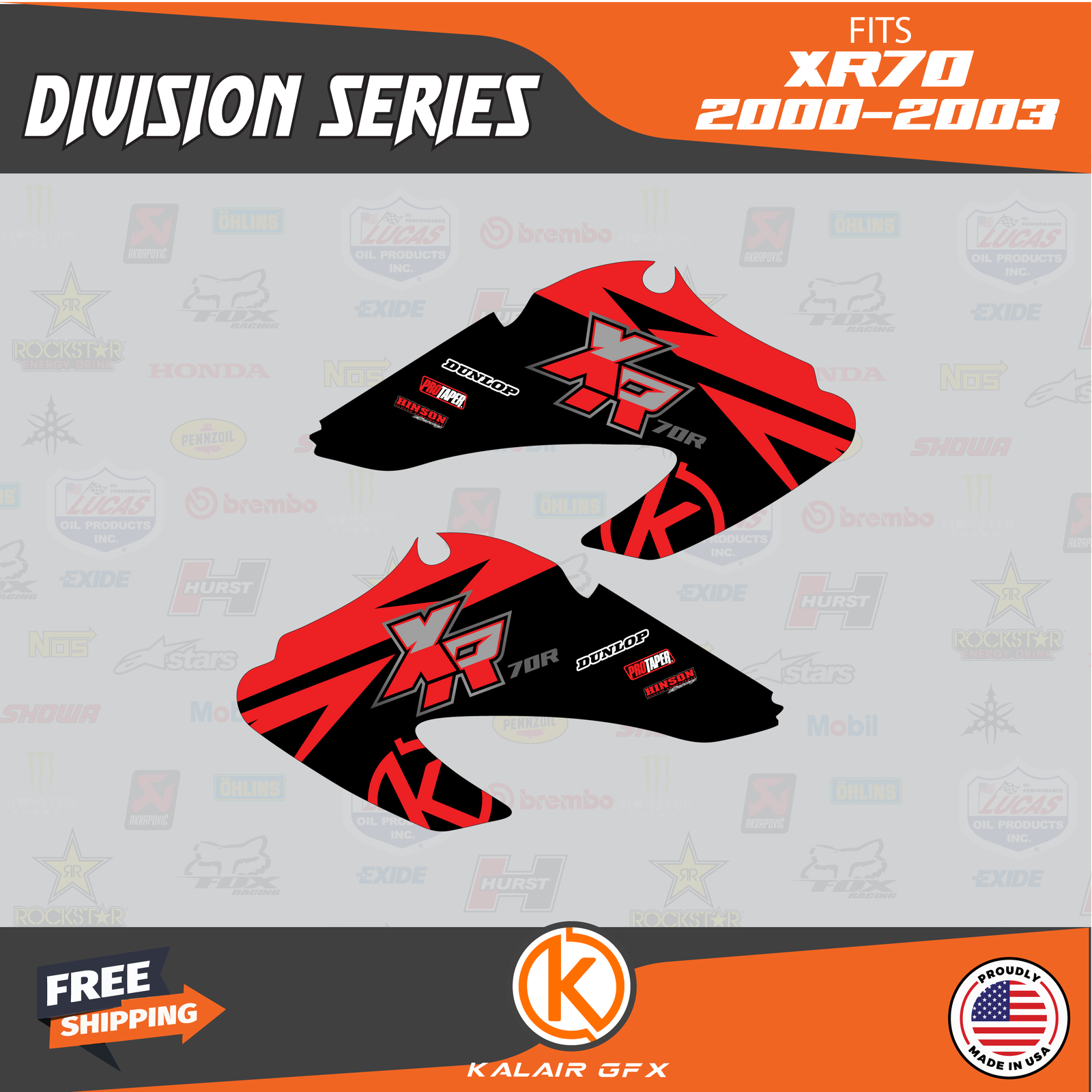 Graphics Kit for HONDA XR70 (2001 - 2003) XR 70 Division-Red | eBay