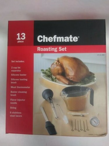 13 Piece Chefmate Basting Roasting Set With Thermometer ~ THANKSGIVING ...