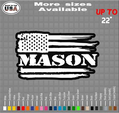 Mason American Flag Vinyl Decal Sticker | Brick / Stone Mason Decals ...