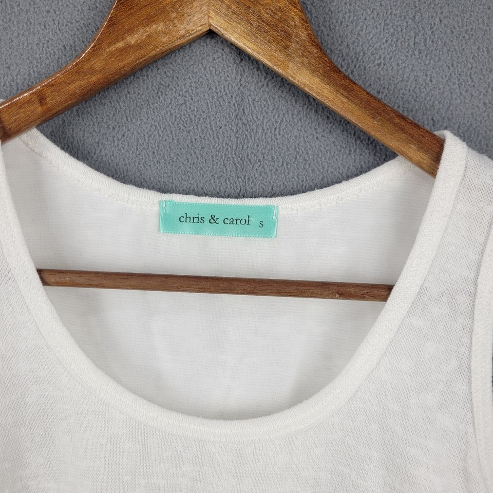 Chris & Carol Layered Tank Top Womens Small White Sheer Lined Stylish ...