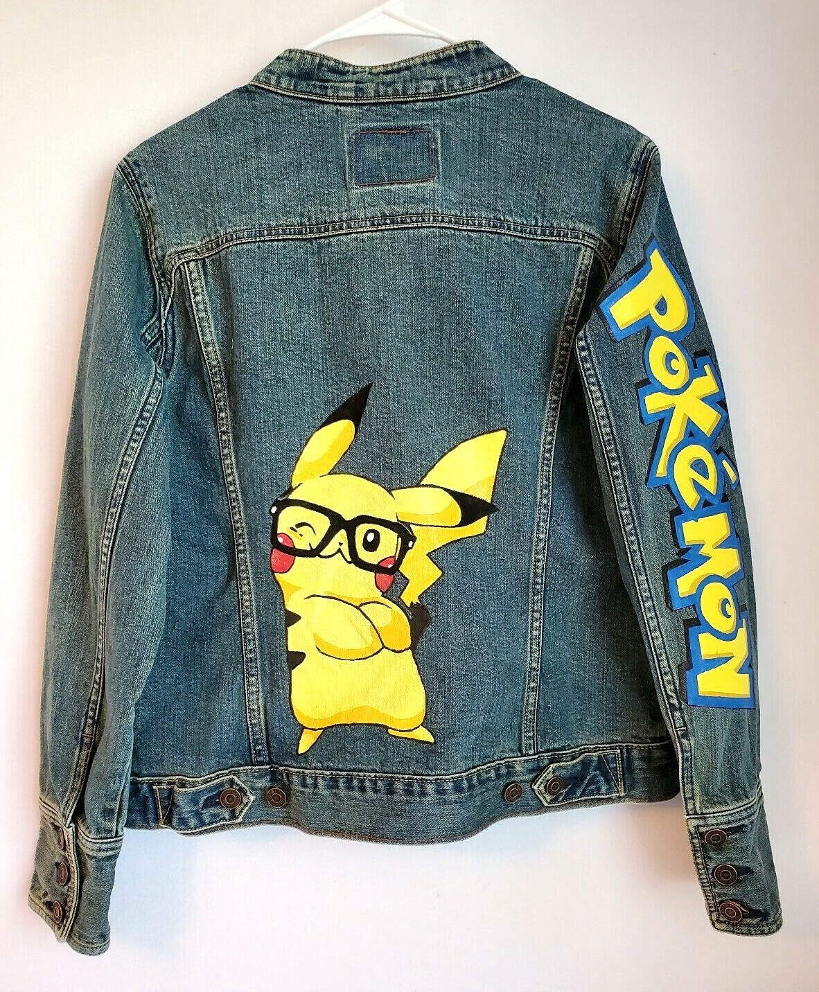 Custom Hand Painted Pokemon, Pikachu Levi Strauss Jean Jacket | eBay